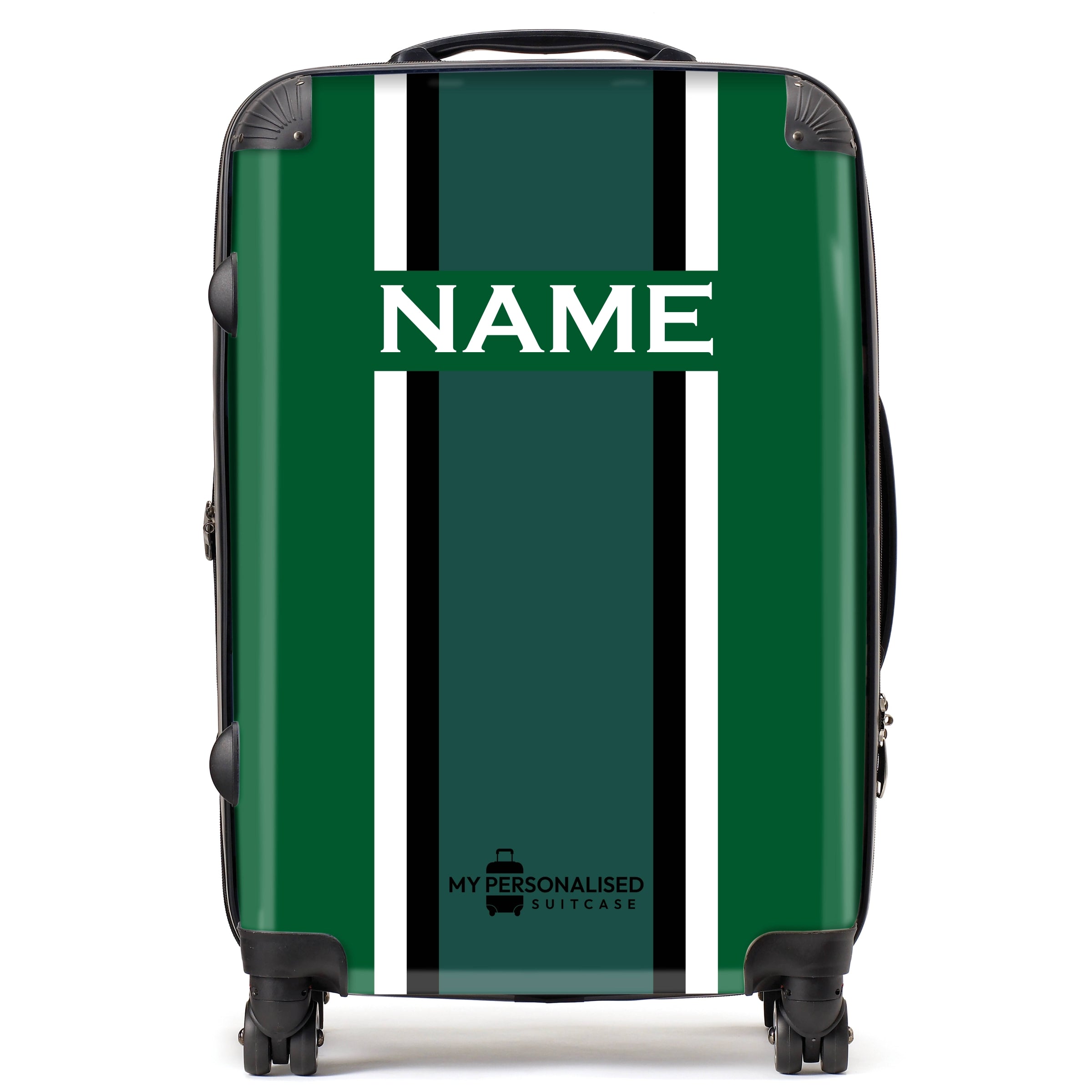 Personalised Light Green Striped Suitcase – My Personalised Suitcase