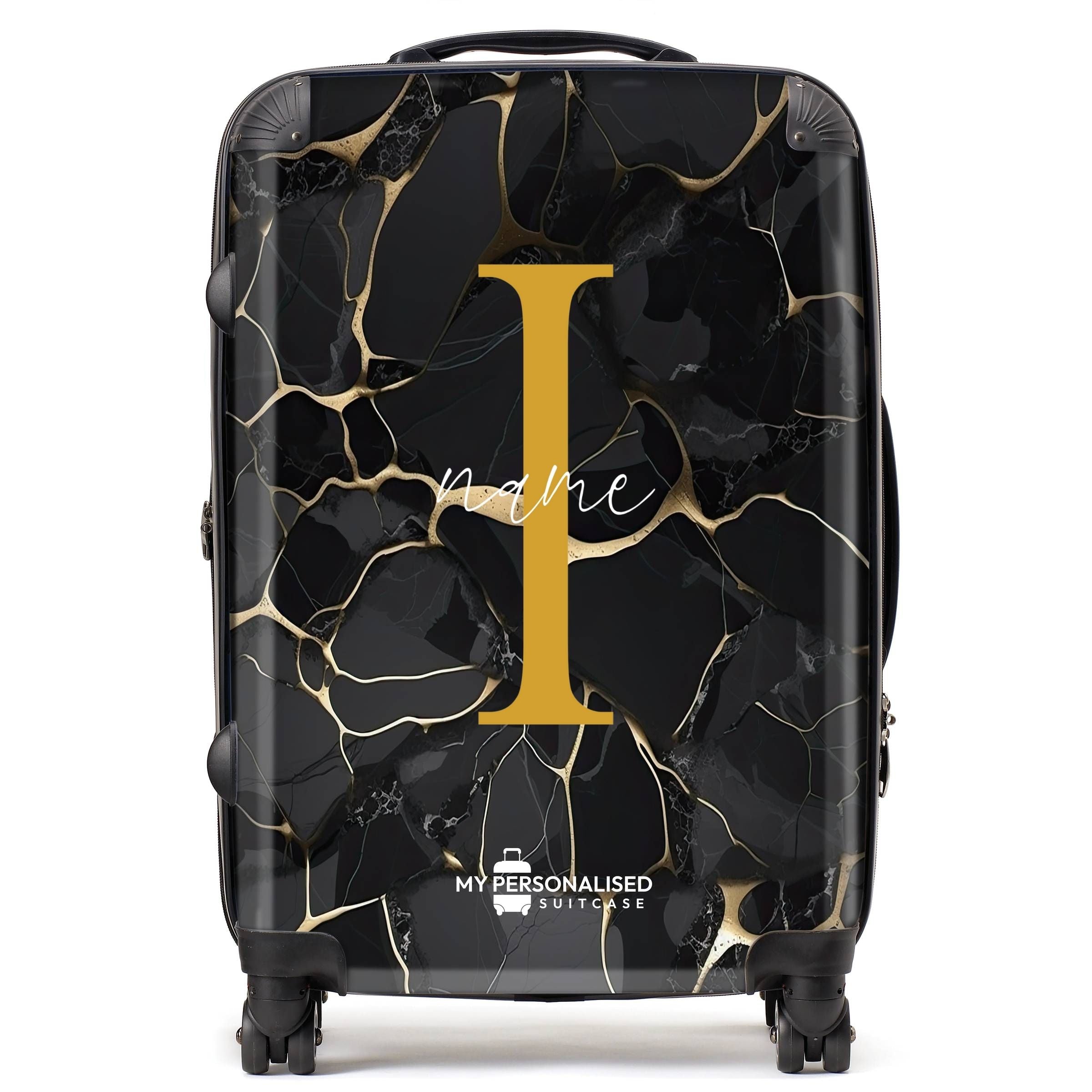 Personalised Black and Gold Marble Suitcase – My Personalised Suitcase