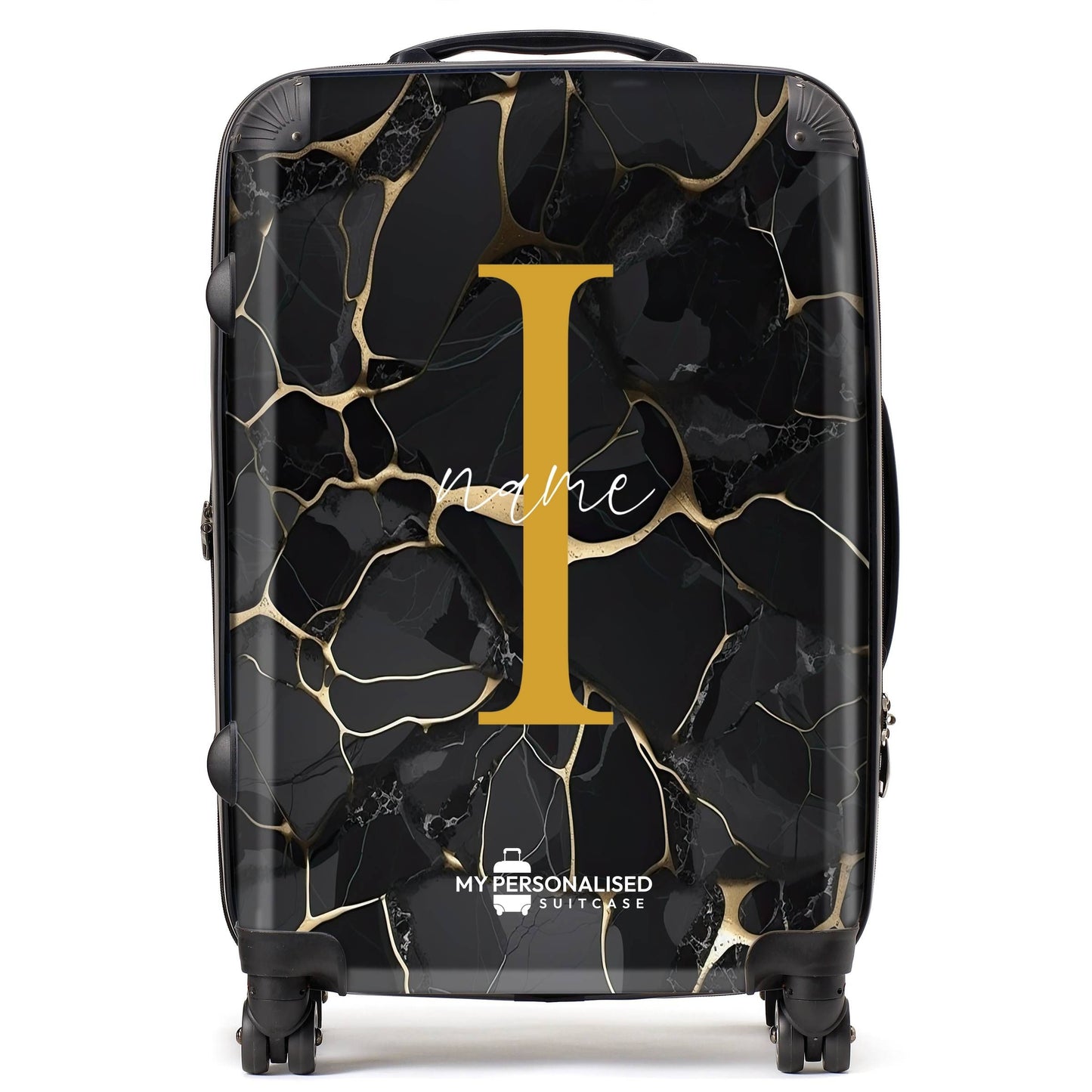 Personalised Black and Gold Marble Suitcase – My Personalised Suitcase
