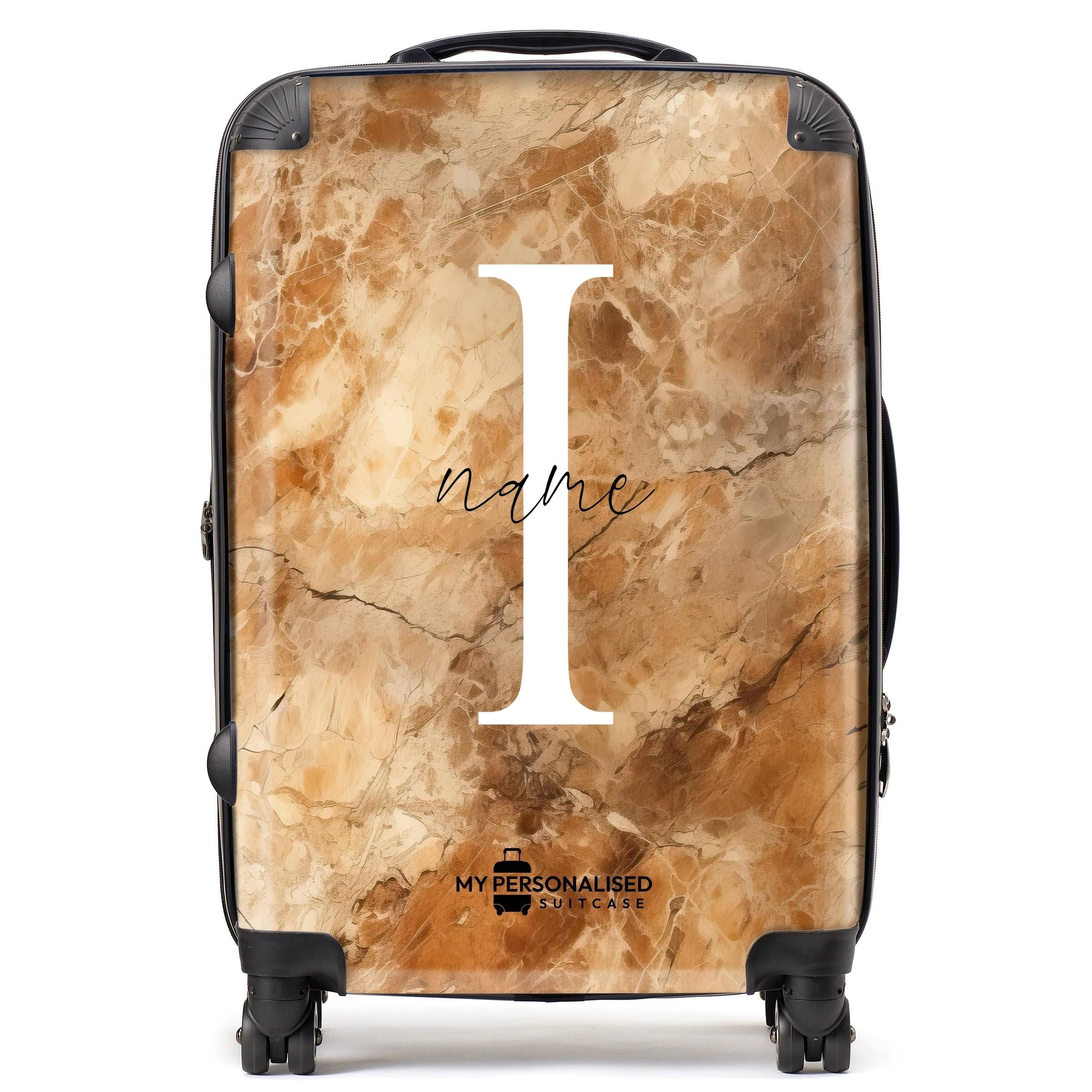 Personalised Brown Marble Suitcase – My Personalised Suitcase